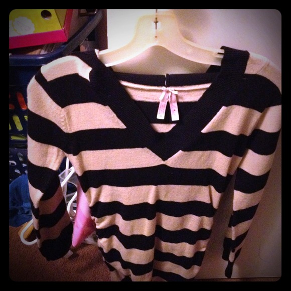 Sweaters | Nave And Cream Strip Hooded Sweater | Poshmark