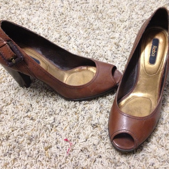 Reba | Shoes | Reba Brown Leather Peep Toe Shoes | Poshmark