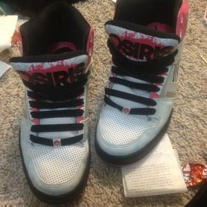 Shoes | White Pink And Black Zebra Strip Osiris High Tops | Poshmark