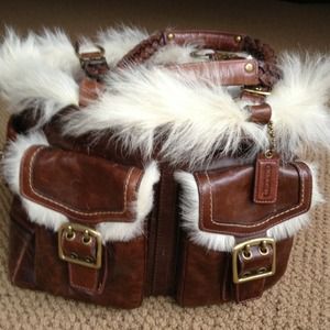 coach fur trimmed handbag on Poshmark