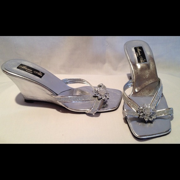 Shoes | New Silver Wedge Slide Sandal | Poshmark