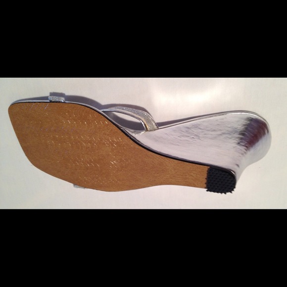 Shoes | New Silver Wedge Slide Sandal | Poshmark