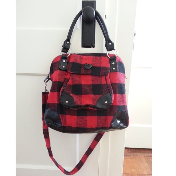 Bags | Red Plaid Handbag | Poshmark