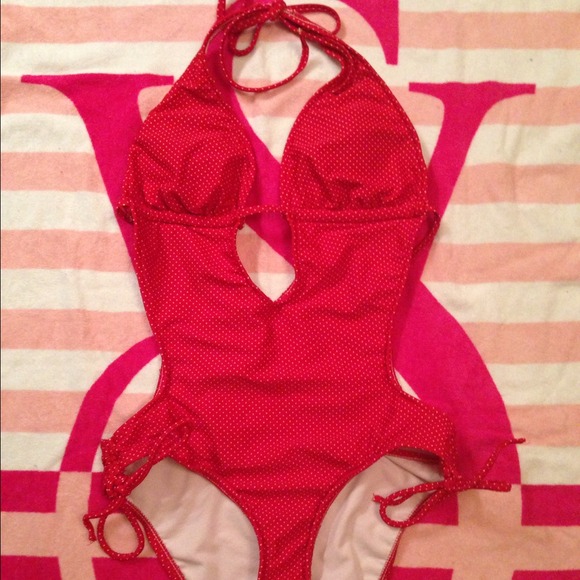 Xhilaration | Swim | Soldbundledred Monokini Tiny White Polka Dots ...