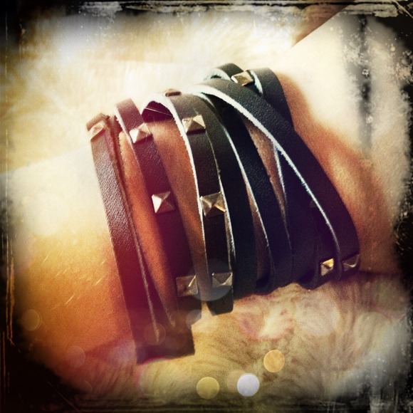 Jewelry | Closing Sale Triple Wrap Leather Stud Bracelet | Poshmark