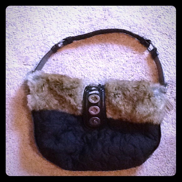 Coach | Bags | Authentic Black Quilted Coach Bag Real Fur Trim | Poshmark
