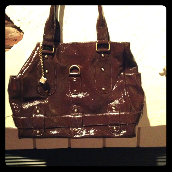 Helen welsh | Bags | Authentic Helen Welsh Brown Patent Leather Handbag ...