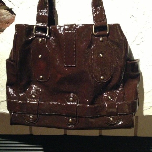 Helen welsh | Bags | Authentic Helen Welsh Brown Patent Leather Handbag ...
