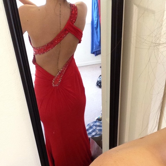 Dresses | One Shoulder Open Back Red Dress | Poshmark