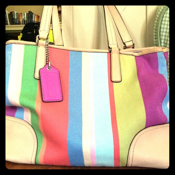 Coach | Bags | Coach Hamptons Weekend Stripe Tote | Poshmark