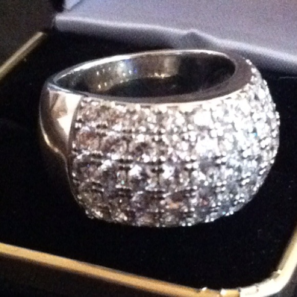 Jewelry | Rhodium Cz Pave Dome Ring | Poshmark