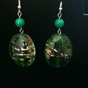 50% off Jewelry - Emerald green colored glass drop earrings. from Cathi ...