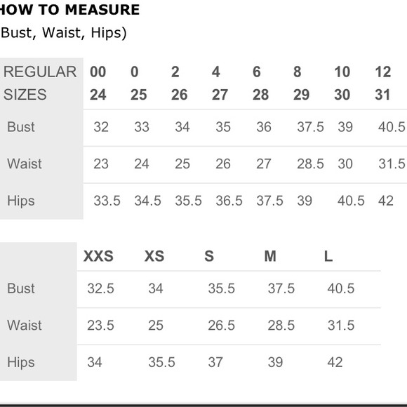 bebe | Dresses | Bebe Size Chart | Poshmark