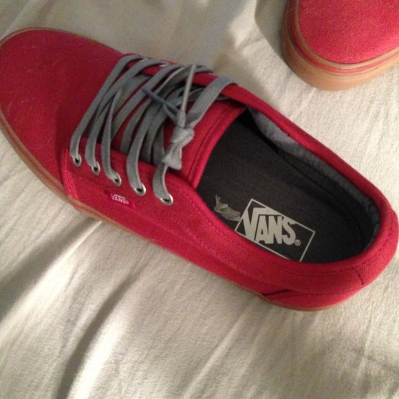 Vans | Shoes | Mens Red Shoe With Grey Laces And Brown Bottom | Poshmark