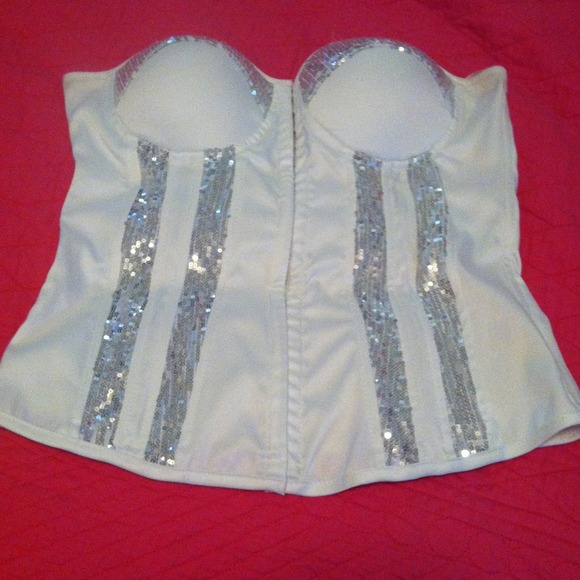 Tops | White Sparkle Corset | Poshmark