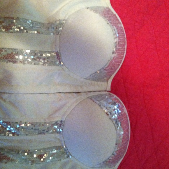 Tops | White Sparkle Corset | Poshmark