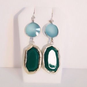 50% off Jewelry - Emerald green colored glass drop earrings. from Cathi ...