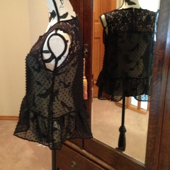 Paper Crane | Tops | Darling Top With Lace And Polka Dots Sz M | Poshmark