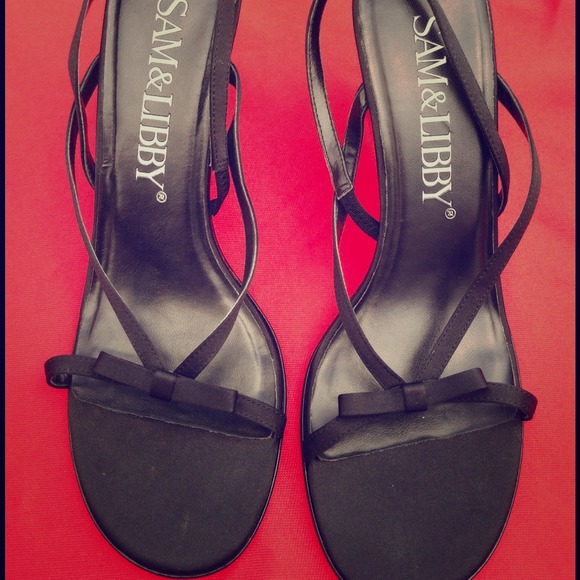 Shoes | Sam Libby Black Satin Heels | Poshmark