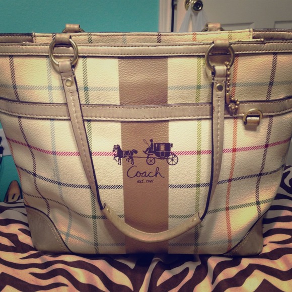 Coach | Bags | Coach Multicolor Striped Tote | Poshmark