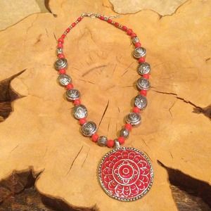 Jewelry | New Awesome Boho Chic Tribal Red Necklace | Poshmark