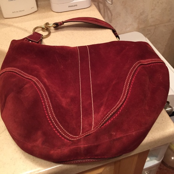 Coach | Bags | Rare Coach Suede Maroon Suede Hobo Bag | Poshmark