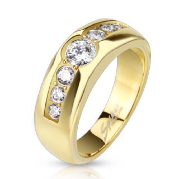 Jewelry | Ss Gold Ip Pltd Simltd Diamond Ring | Poshmark
