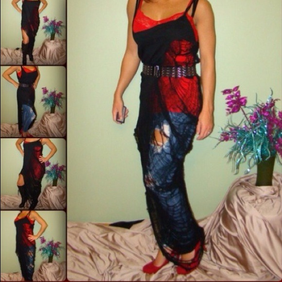 MOXY | Dresses | Black Hand Shredded Dress | Poshmark