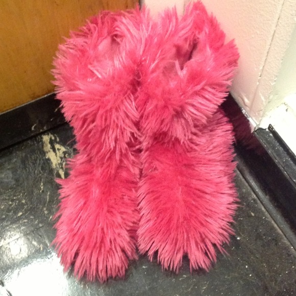 Shoes | Sold In Bundle Hot Pink Fuzzy Monster Slippers | Poshmark