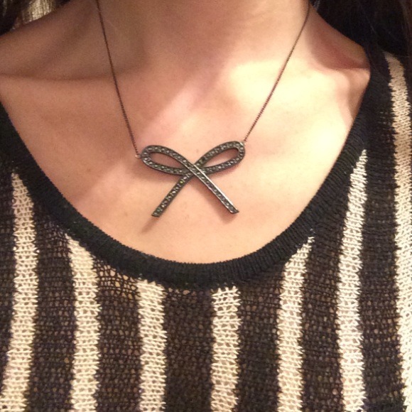 Jewelry | Graphitepyrite Bow Pave Necklace | Poshmark