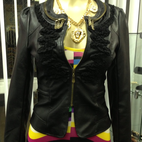 Jackets & Coats | Black Man Made Leather Jacket | Poshmark