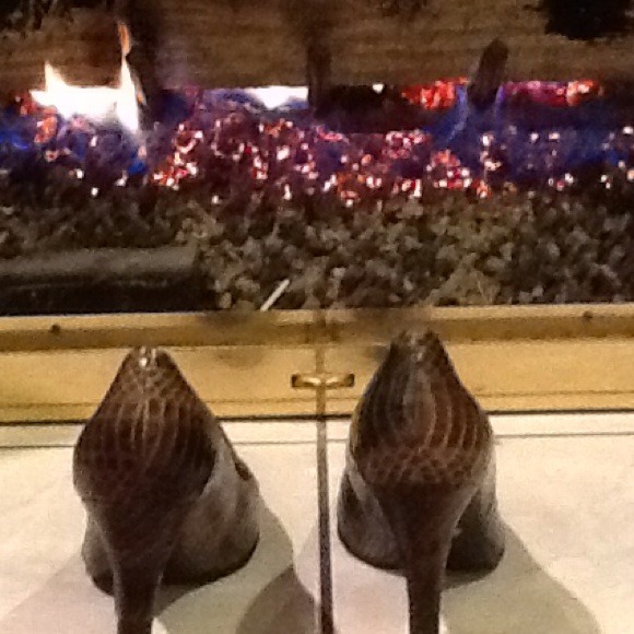 Nine West | Shoes | Nine West 6m Croc Brown Croc Print Leather Pumps ...