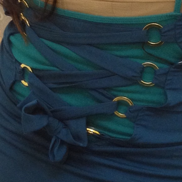 Victoria's Secret | Dresses | New Vs Teal Lace Up Back Swim Cover ...