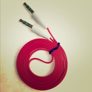 Accessories | Fun Red Aux Cable | Poshmark