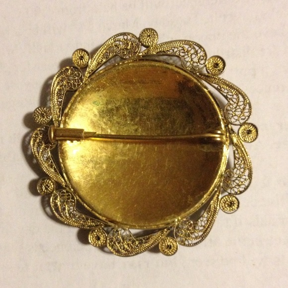 Vintage | Jewelry | Vintage Filigree Damascene Pin | Poshmark
