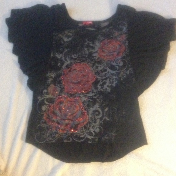 BONGO | Tops | Bongo Black Shirt With Roses | Poshmark