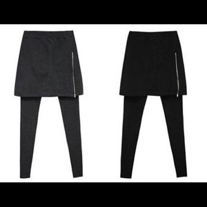 Skirts | One Piece Zipper Skirt Leggings Combo Grey | Poshmark