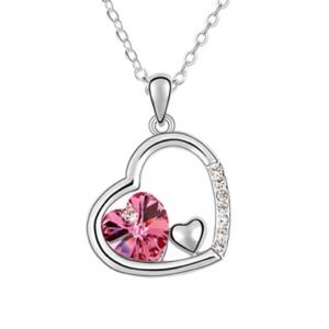 Jewelry | Pink Heart Rhinestone Pendant Necklace | Poshmark