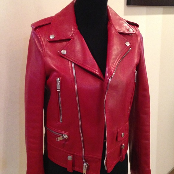 Yves Saint Laurent | Jackets & Coats | Saint Laurent Red Leather Jacket ...