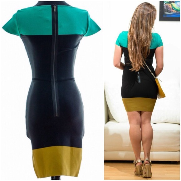 BCBGMaxAzria | Dresses | Bcbg Max Azria Colorblock Bodycon Dress | Poshmark