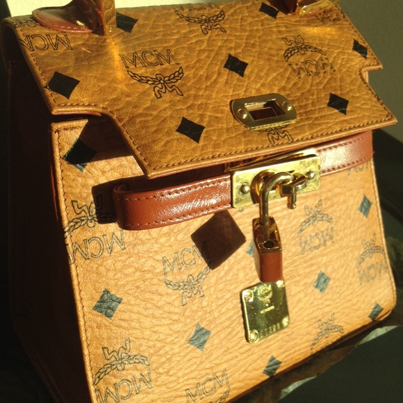 Bags | Mcm Authentic Mini Lock Key Cognac Purse | Poshmark