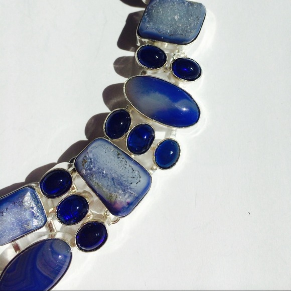 Jewelry | Blue Druzy Sliced Geodes Topaz Sterling Silver | Poshmark