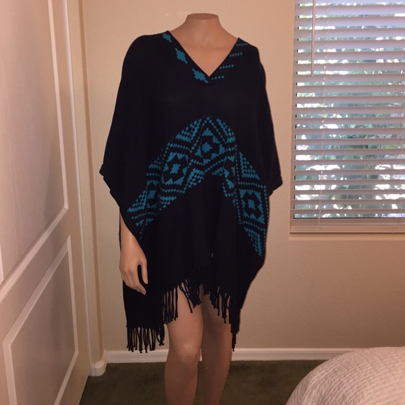 Minnie Rose | Jackets & Coats | Minnie Rose Cotton Navajo Print Poncho ...