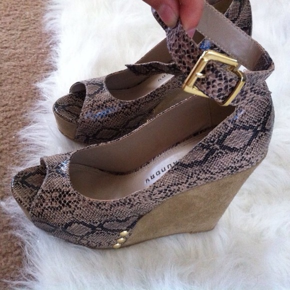 Shoes | Snake Skin Print Wedges | Poshmark