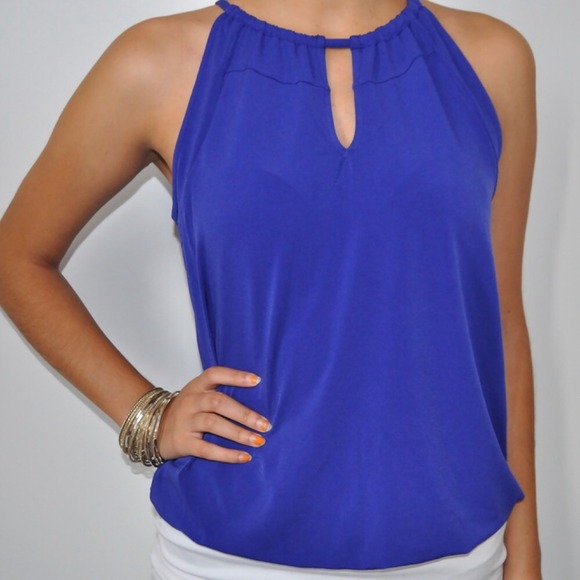 Tops | Royal Blue Keyhole Cutout Top New | Poshmark