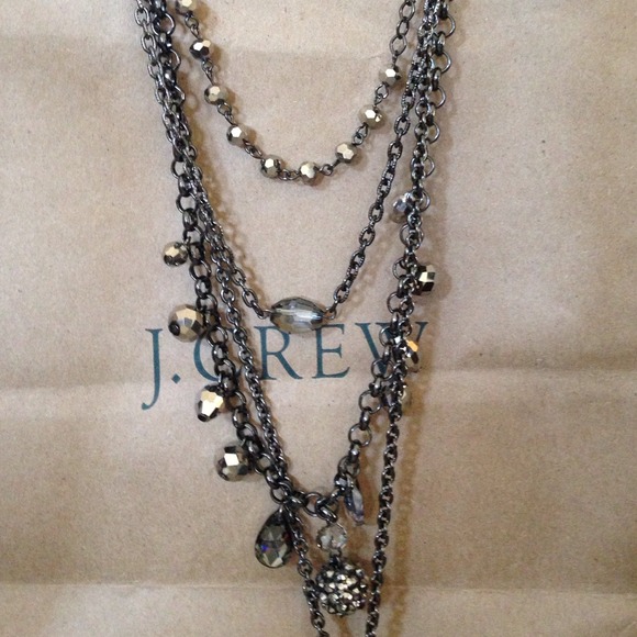 stephen co | Jewelry | 4 Layers Necklace W Silver Beads Gray Crystals ...
