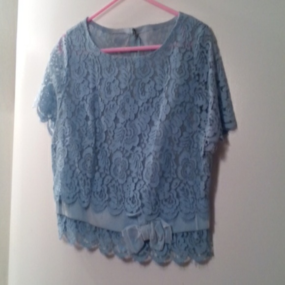 Vintage | Tops | Vintage Powder Blue Lace And Velvet One Of A Kind ...