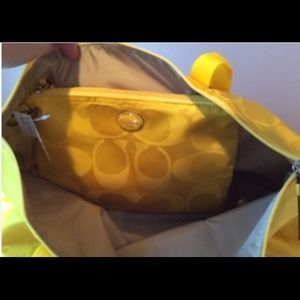 Coach | Bags | Yellow Coach Signature Nylon Weekender Tote | Poshmark
