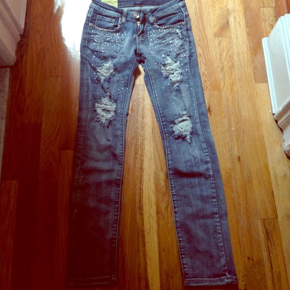 Jeans | Rhinestone Ripped Skinny Jeans | Poshmark