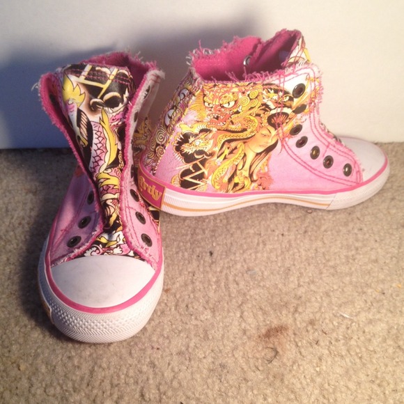Ed Hardy | Shoes | Edhardy Hightop Converse Style Shoe | Poshmark